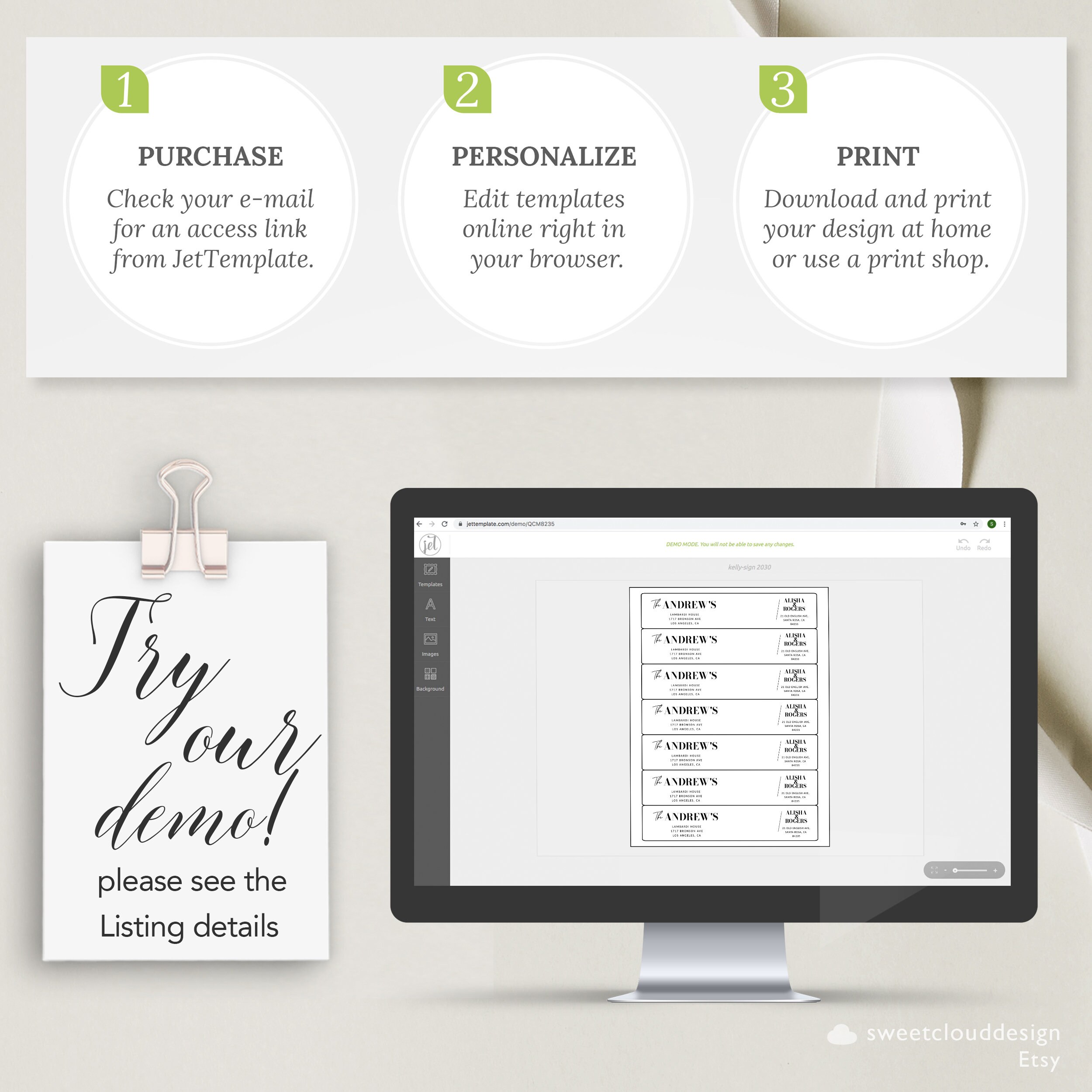 Sticker Label Address Template Recipient and Return Address Label ...