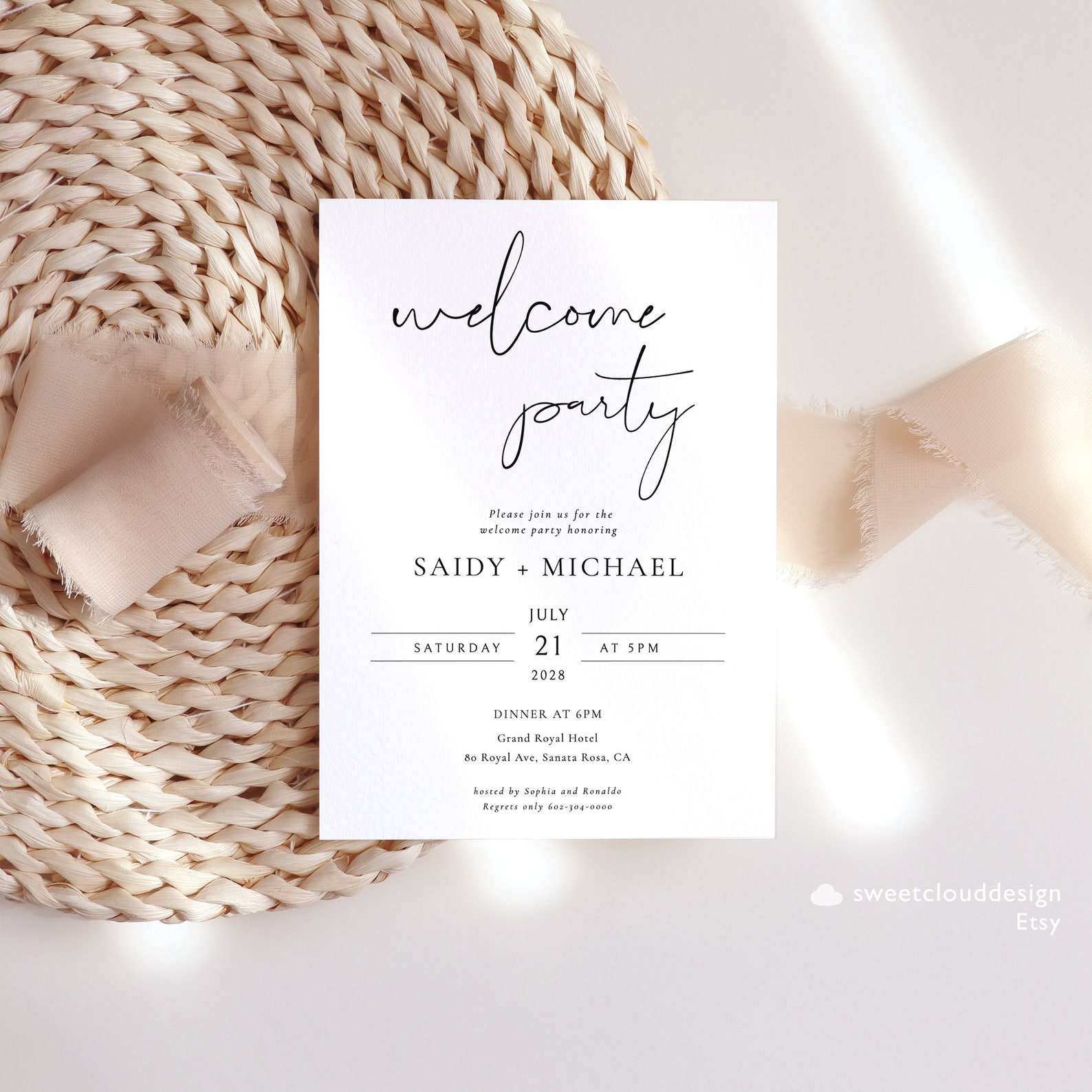 Simple Welcome Dinner Party Invitation Template,minimal Rehearsal ...