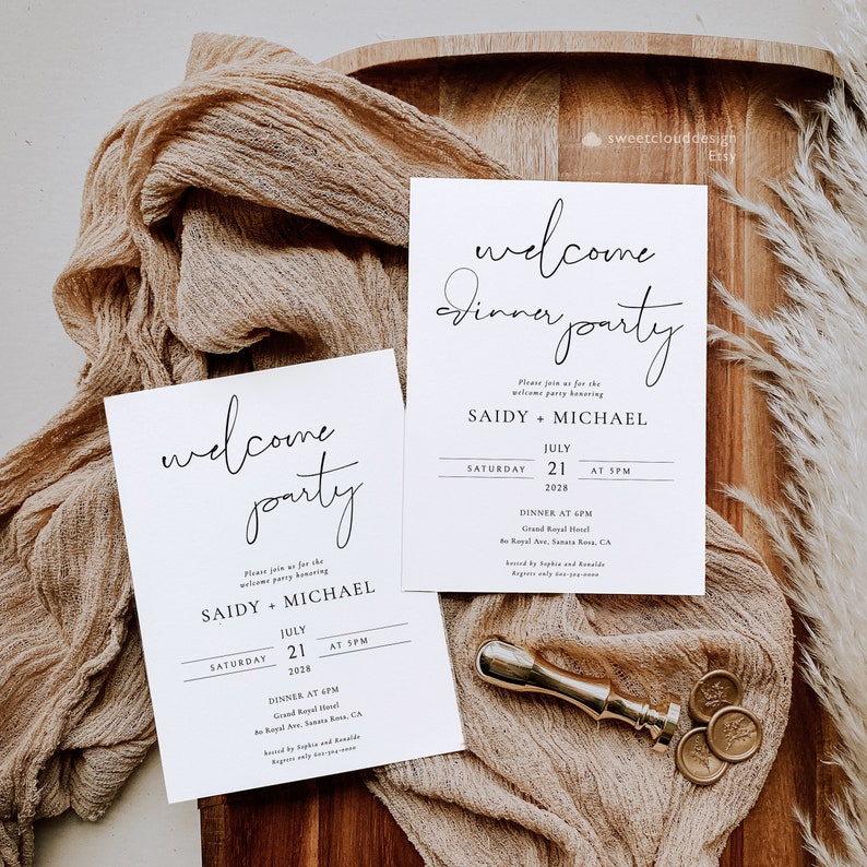 Simple Welcome Dinner Party Invitation Template,minimal Rehearsal ...