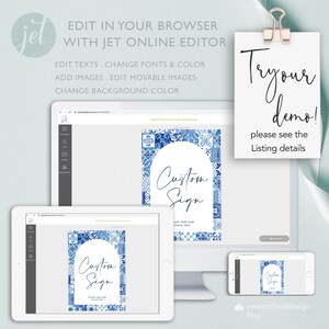 Blue Tile Custom Editable Table Sign Arch Blue Tile Custom Sign 8x10 A4 ...