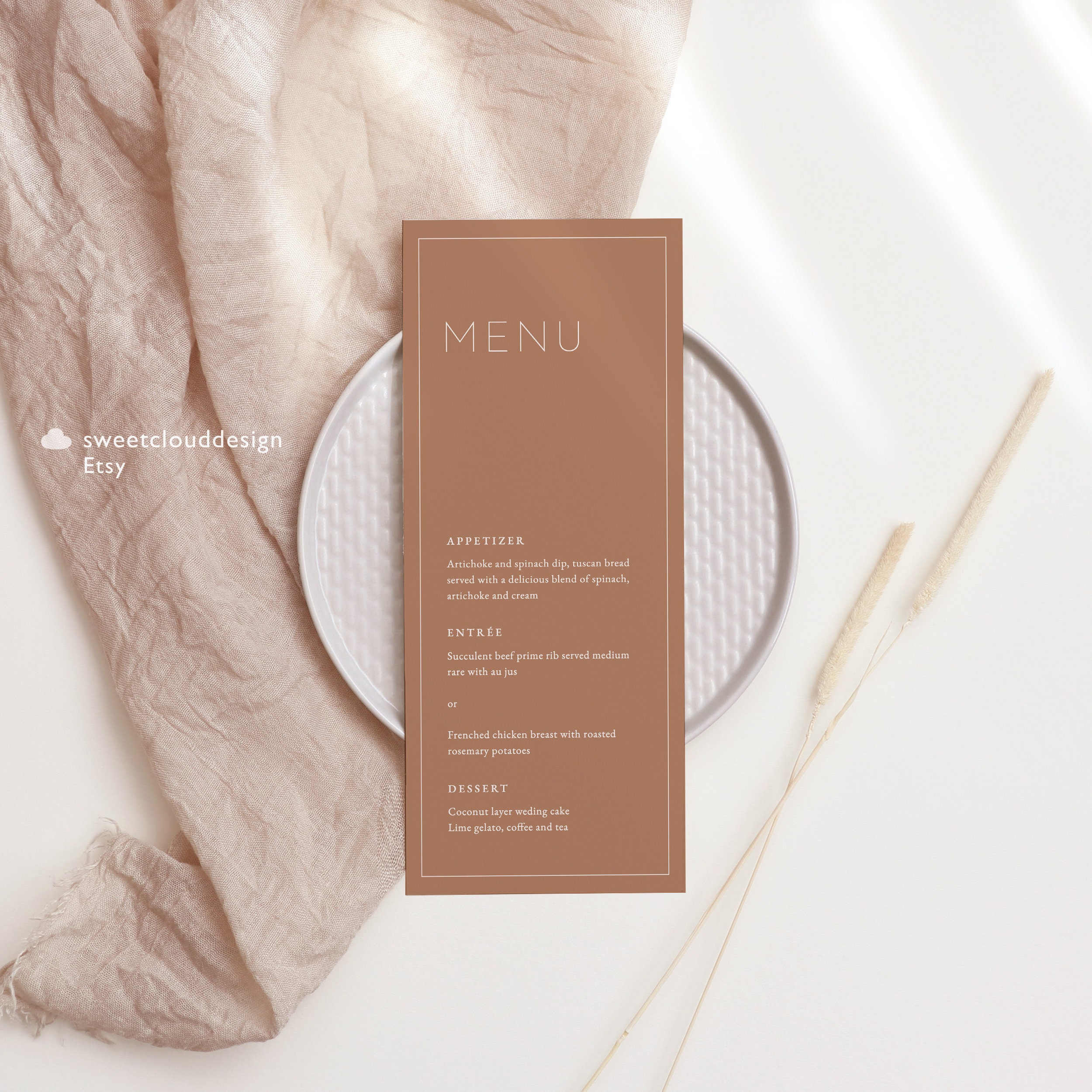 Orange Terracotta Menu Template, Minimalist BOHO Menu Template, Modern ...