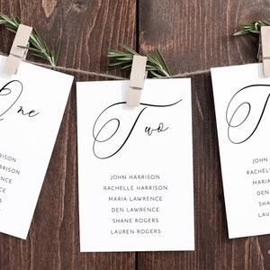 Table Seating Chart Card Template, Wedding Seating Chart Printable ...