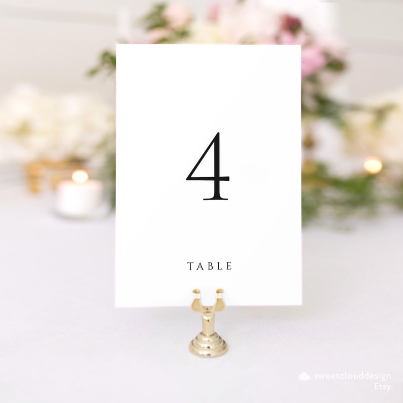 Simple Table Numbers Template Modern Wedding Table Number - Etsy