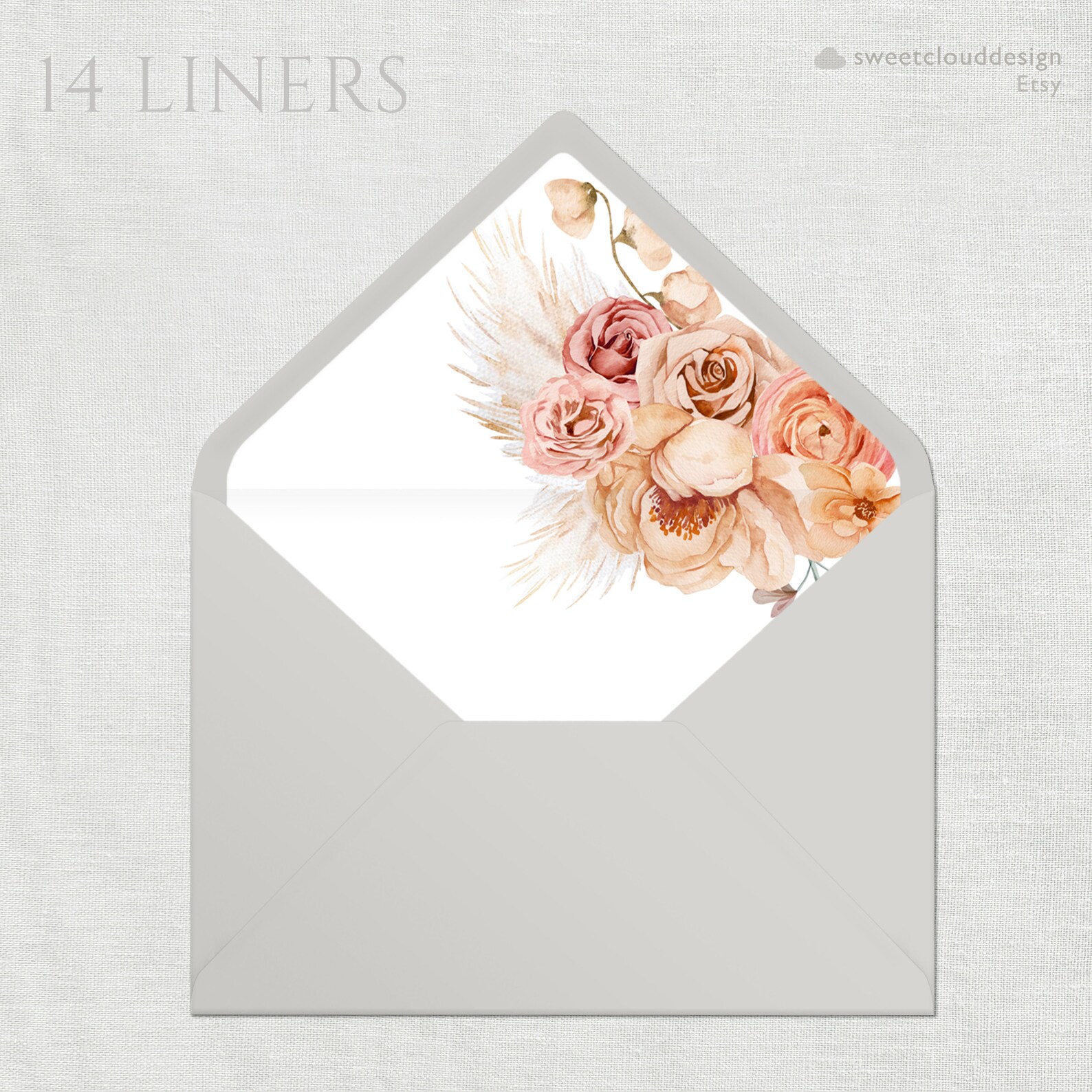 Dusty Orange Boho Envelope Liner Rust Orange Envelope Liner Pampas ...