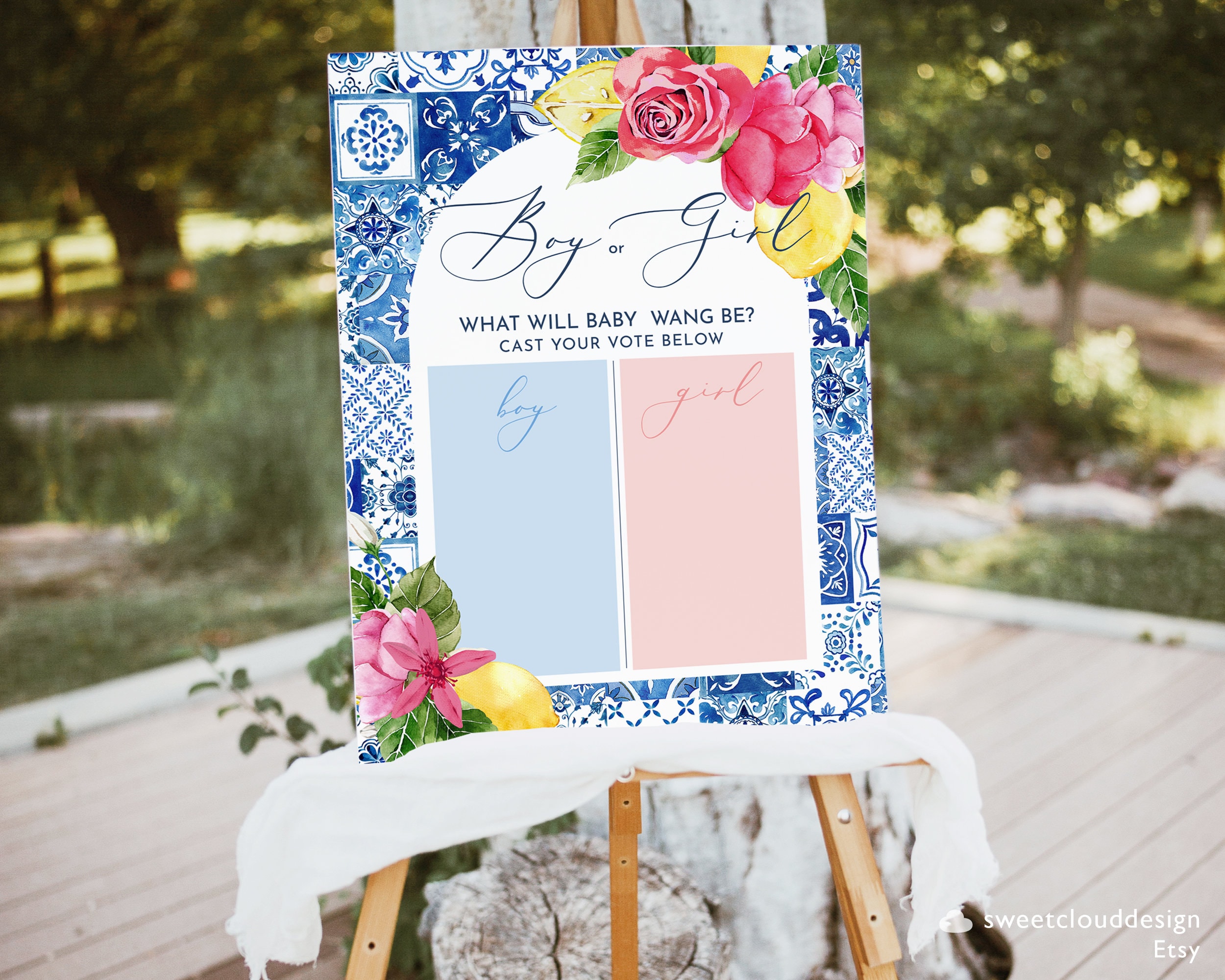 Blue Tile and Lemon Boy or Girl Game Gender Reveal Game He or - Etsy