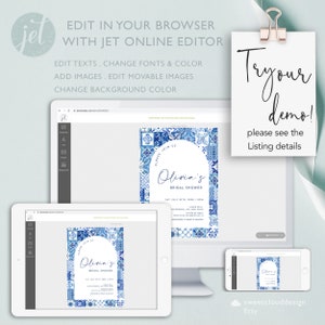 Blue Tile Bridal Shower Invitation Template Positano Tile Bridal Shower ...