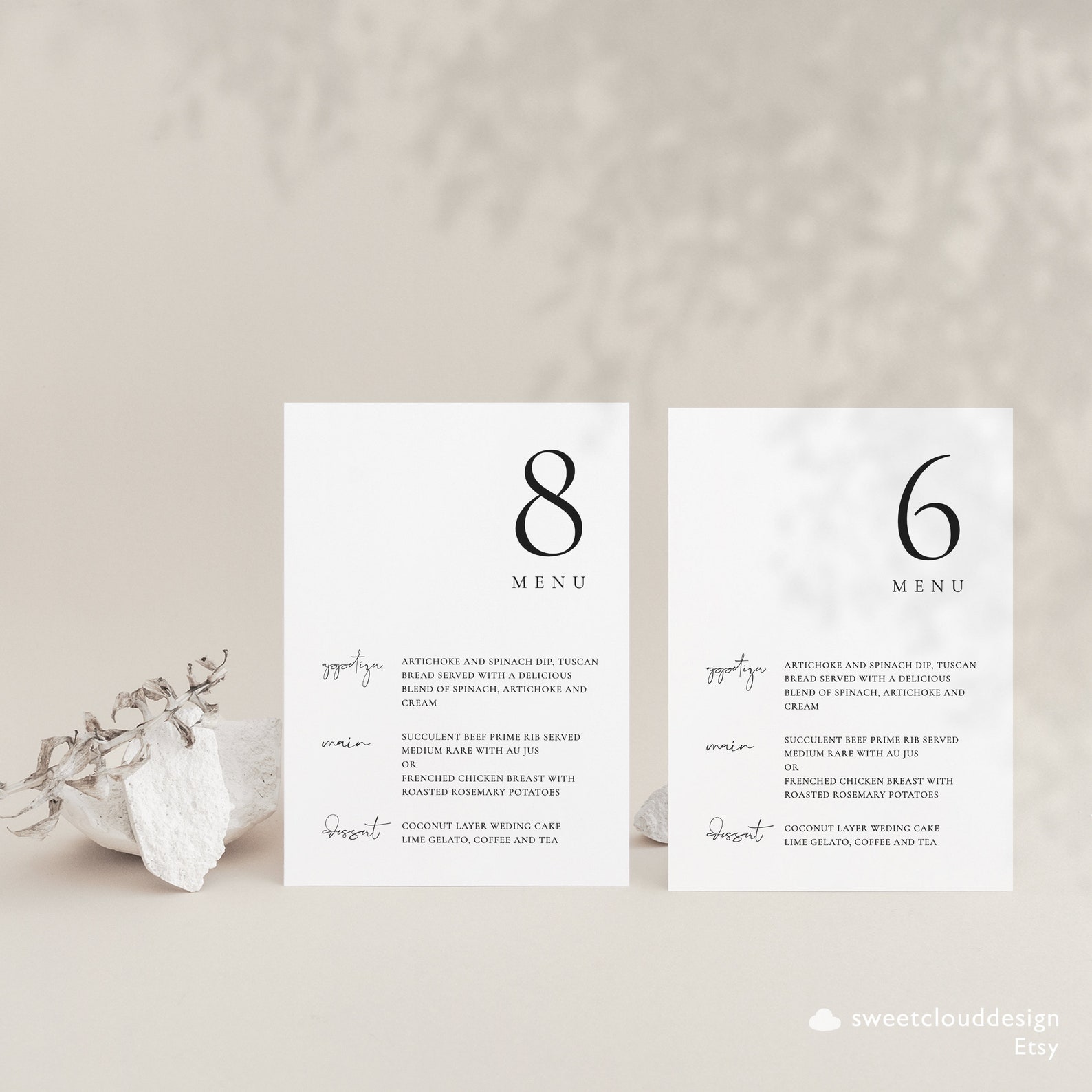 Minimal Table Numbers With Menu Template Simple Printable | Etsy