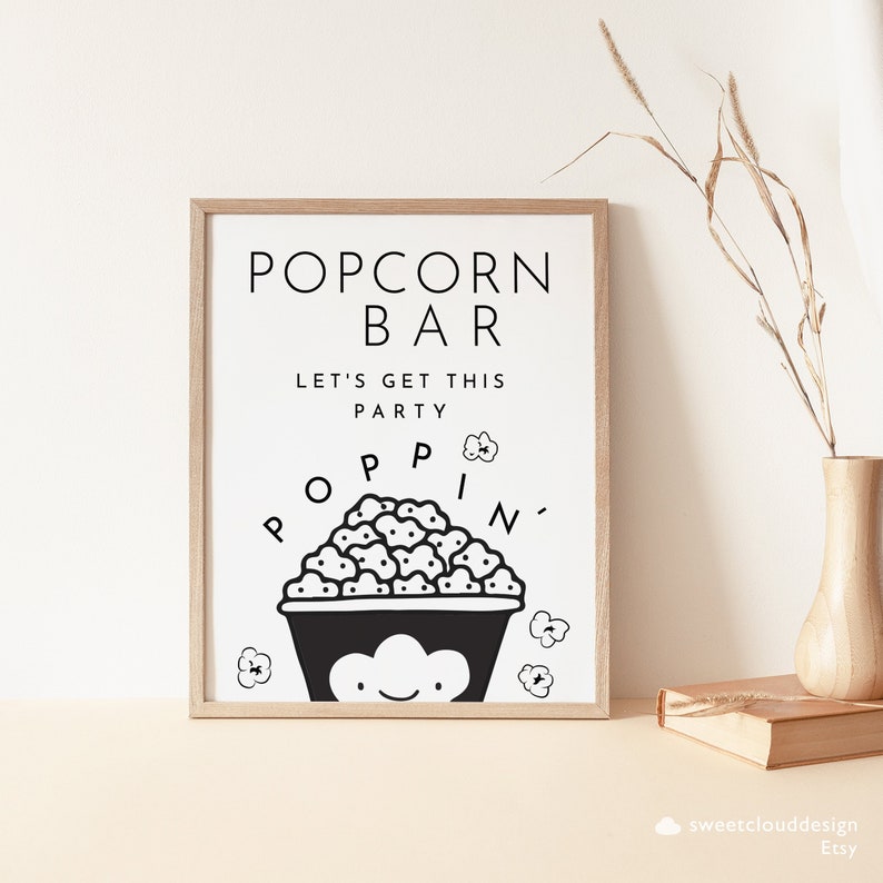 Cute Popcorn Bar Sign Template Popcorn Station Sign Printable - Etsy