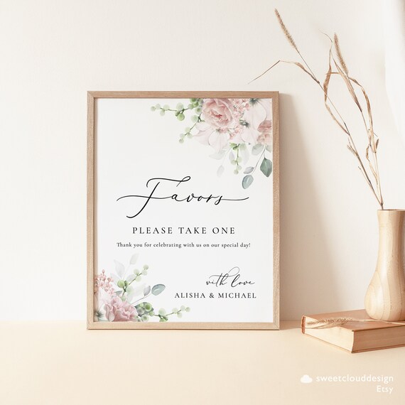 Dusty Pink Favors Please Take One Sign Blush Rose Wedding | Etsy