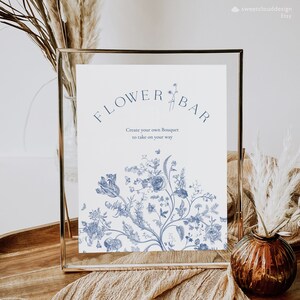 Blue Floral Bar Sign Dusty Blue Flower Bar Sign Blue Flower Bridal ...