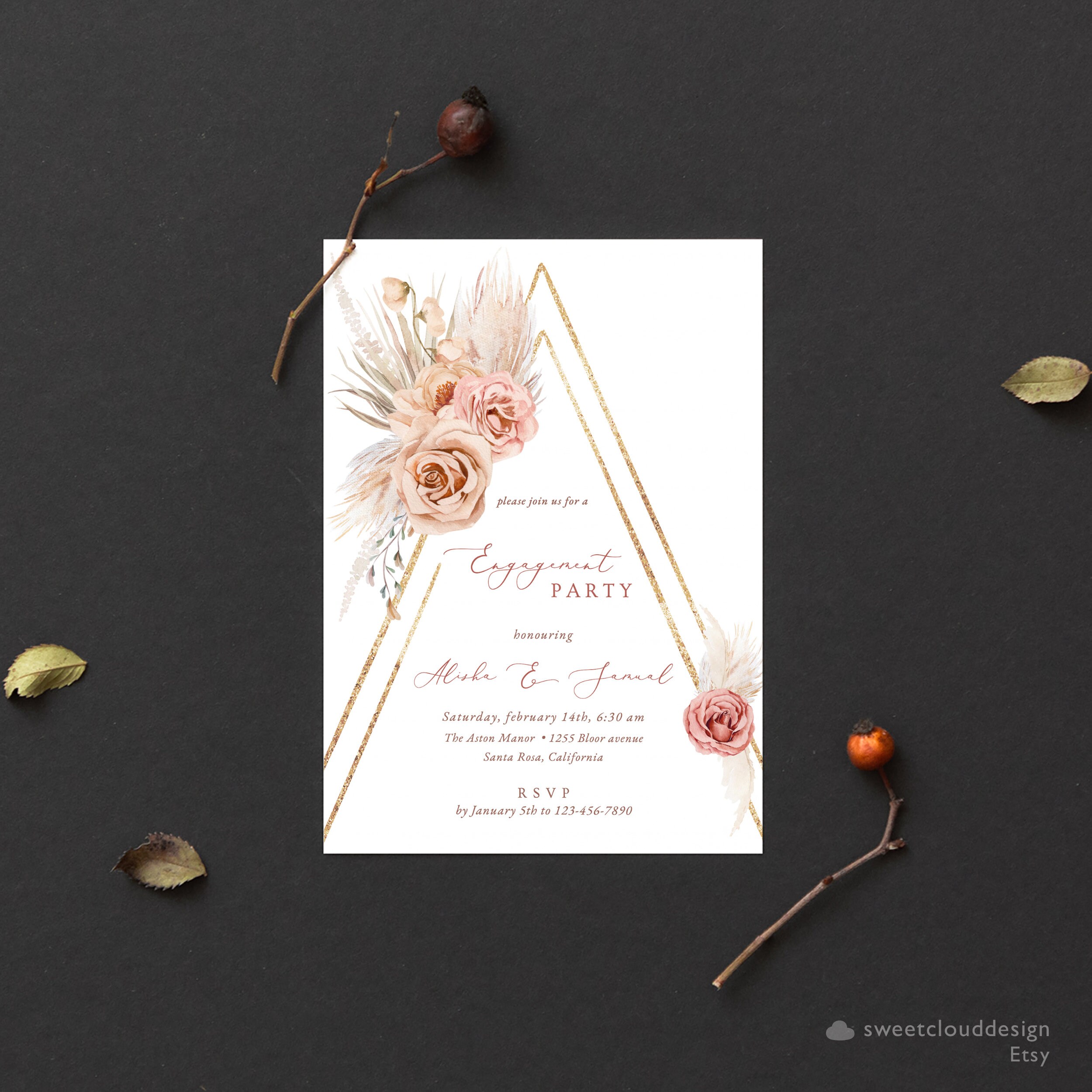Rust Boho Engagement Party Invitation Rust Terracotta Engagement Party ...