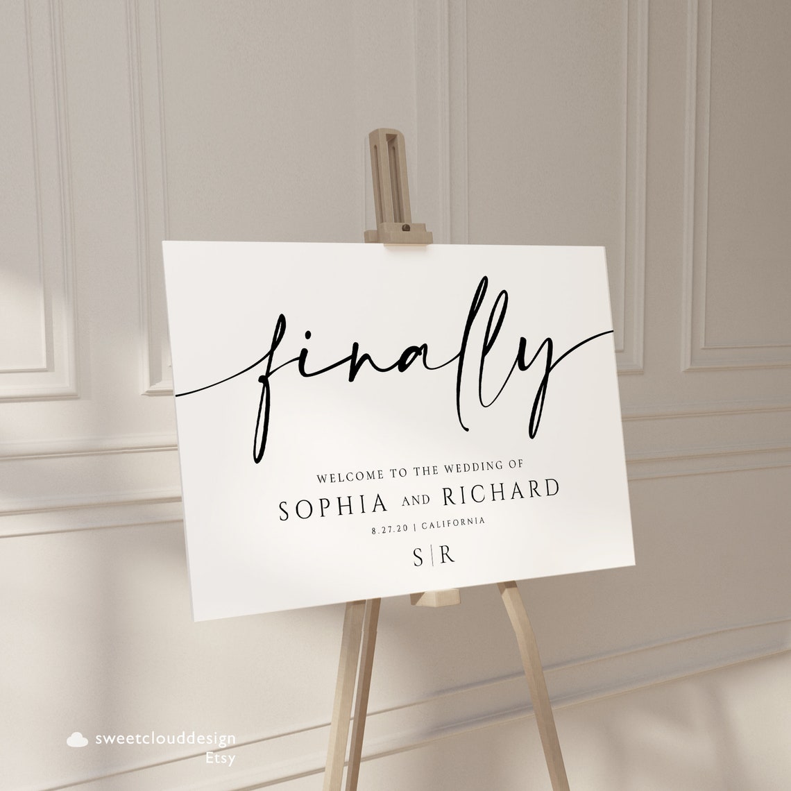 It's Finally Happening Wedding Sign Initial Wedding Welcome Sign Modern ...