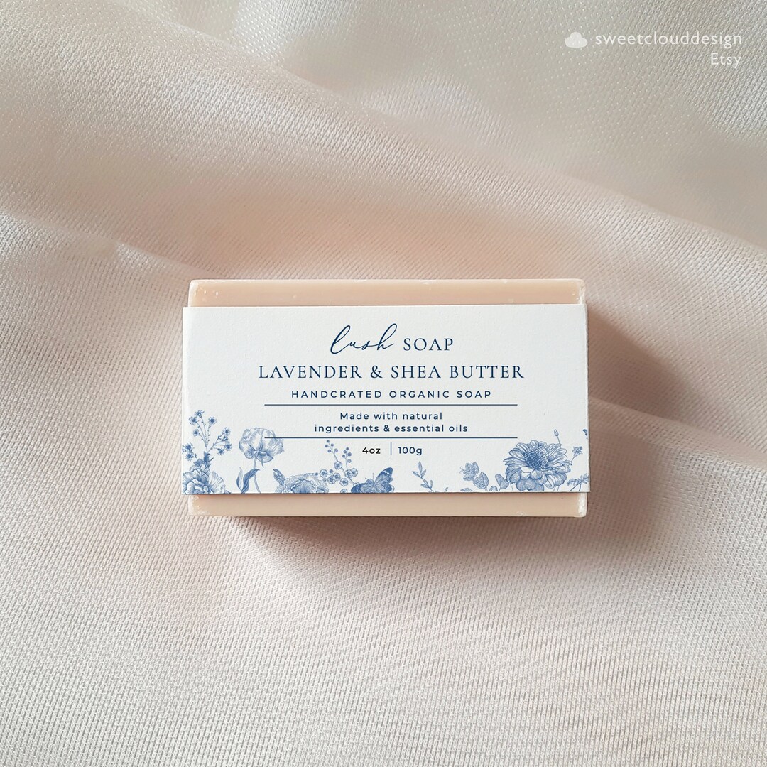 Dusty Blue Flower Bar Soap Label Template Blue Floral Printable Custom ...