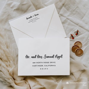 Printable Script Envelope Address Template Modern Wedding Envelope ...