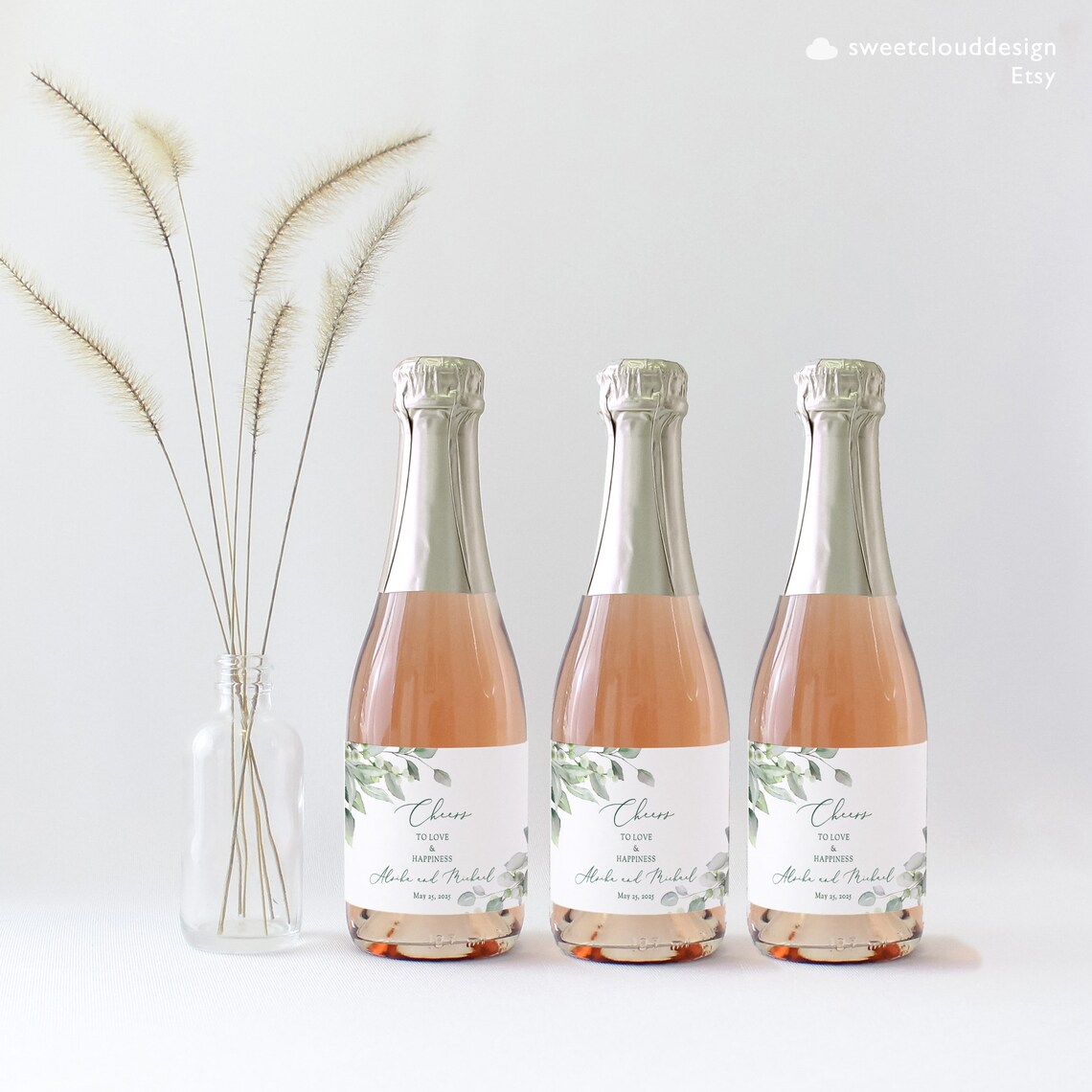 Greenery Wine Labels Avery Wine Labels Green Pastel Leaves Cheers Wine ...