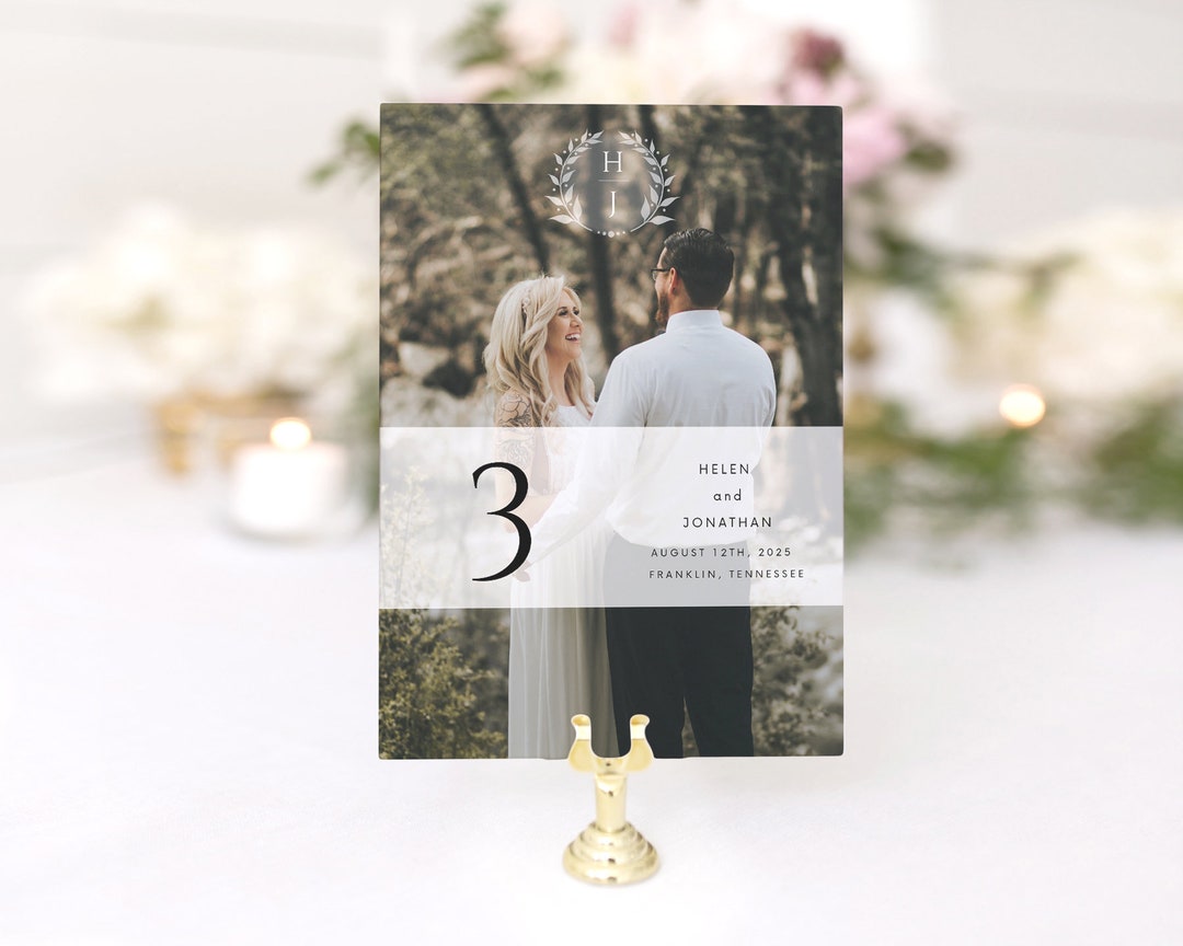 Photo Table Numbers Template Download Modern Photo Wedding Table Number ...