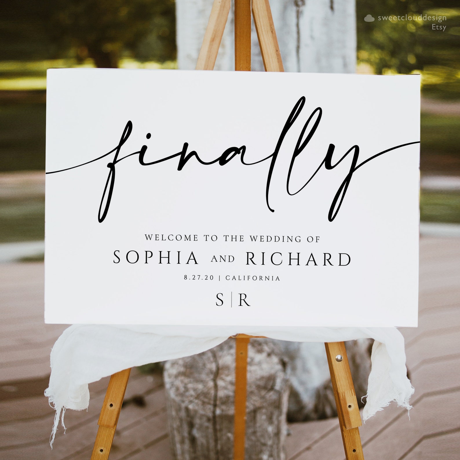 It's Finally Happening Wedding Sign Initial Wedding Welcome Sign Modern ...