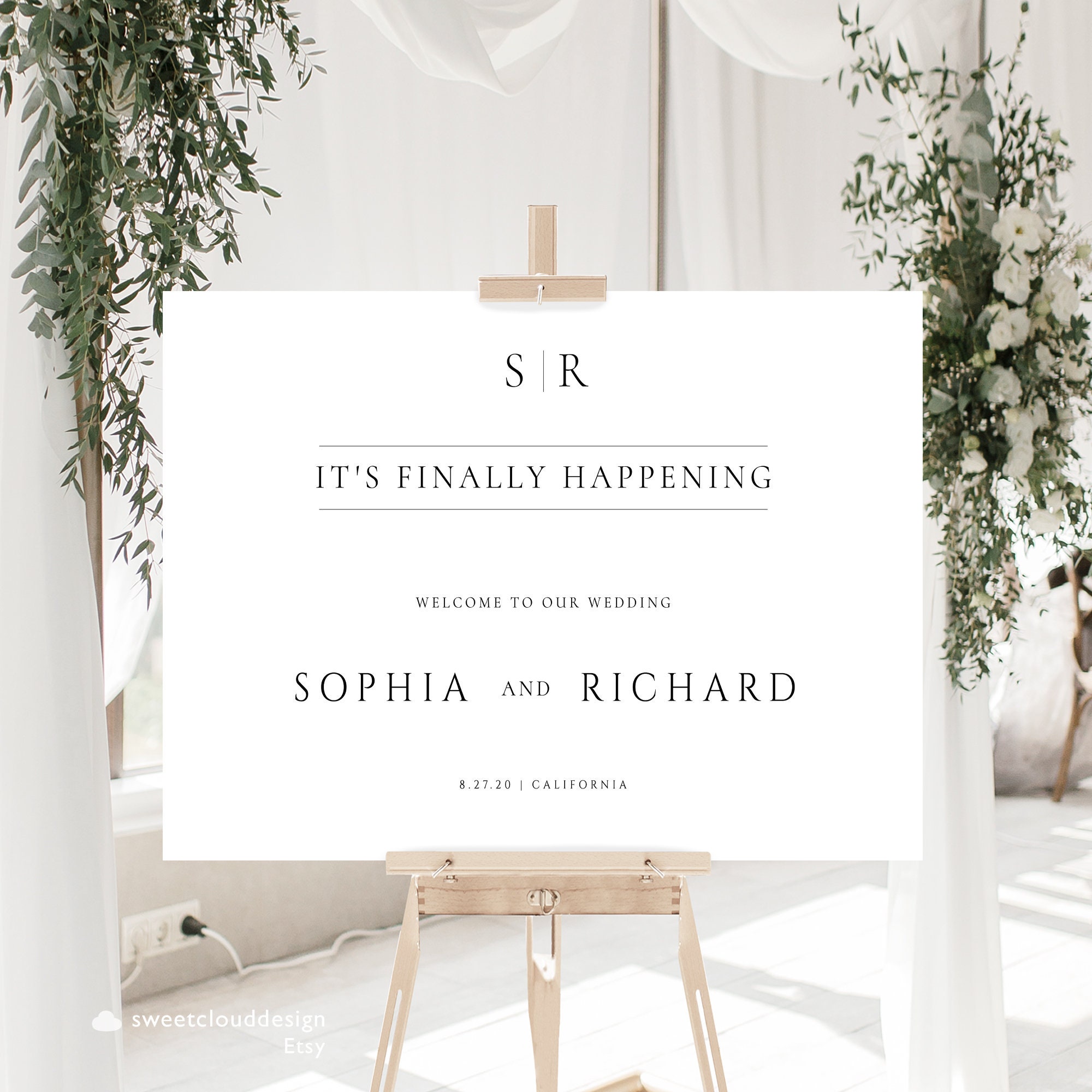 Monogram Welcome Sign Finally Happening Welcome Sign Horizontal Sign ...