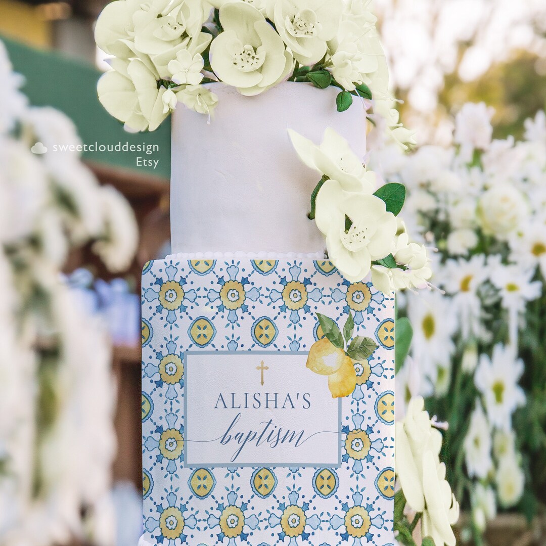 Cake Icing Template Italy Blue Tile Cake Icing Image Lemon Cake Image ...