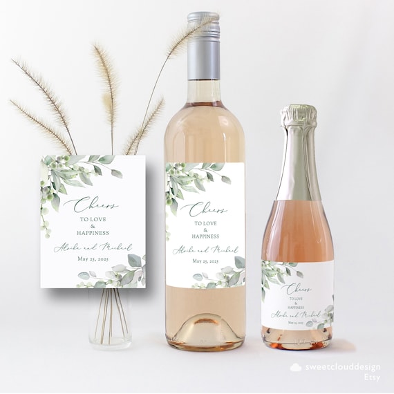Greenery Wine Labels Avery Wine Labels Green Pastel Leaves - Etsy