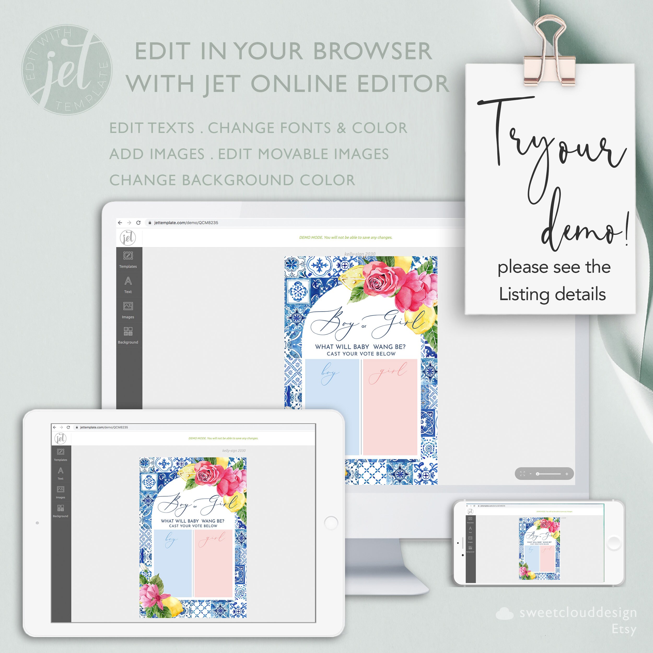 Blue Tile and Lemon Boy or Girl Game Gender Reveal Game He or - Etsy