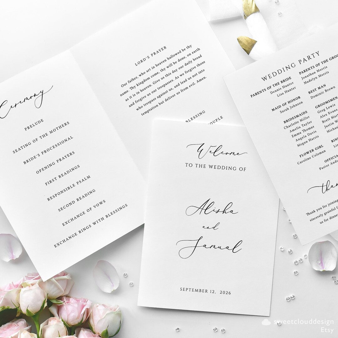 Wedding Program Booklet Template Ceremony Foldable Program Printable ...