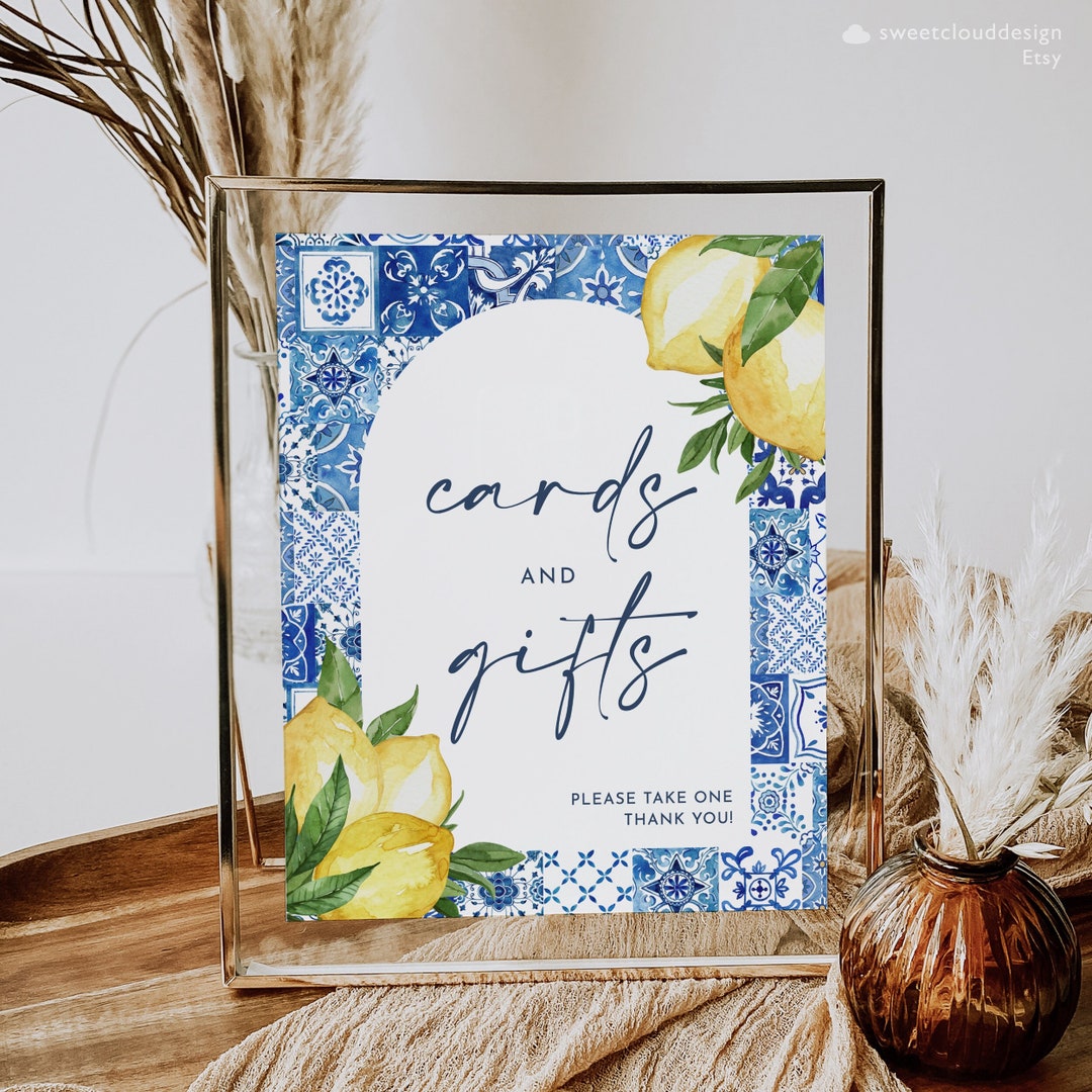 Blue Tile and Lemon Cards and Gifts Table Sign Arch Blue Tile and Lemon ...