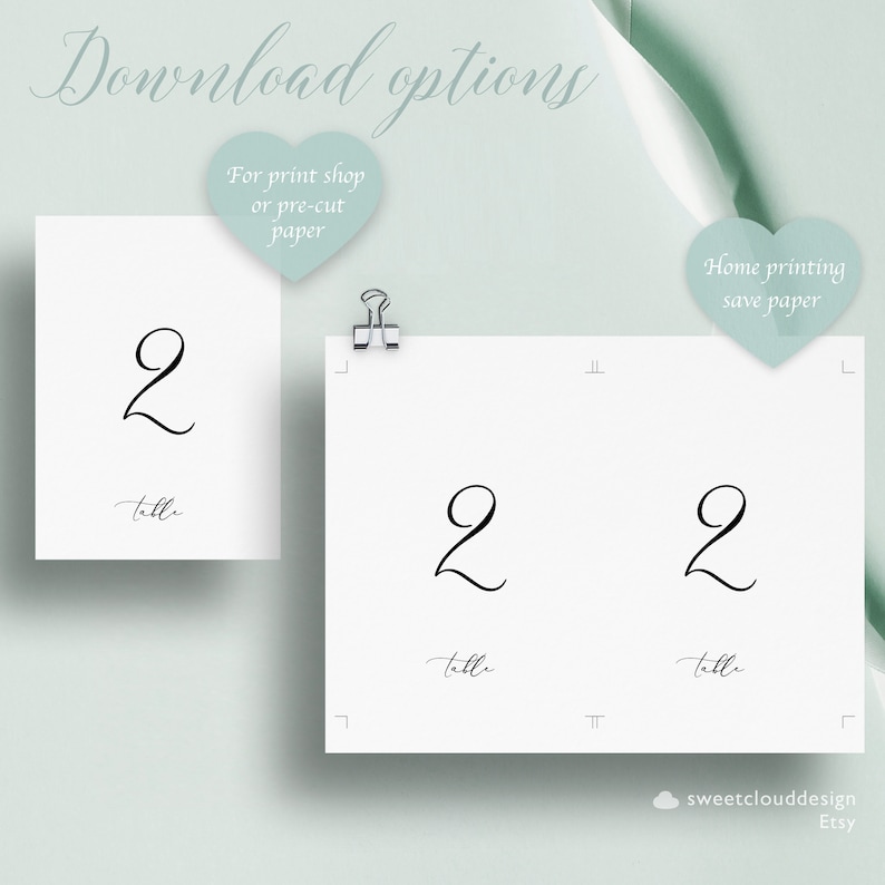 Simple Wedding Table Numbers Template Elegant Table Numbers - Etsy