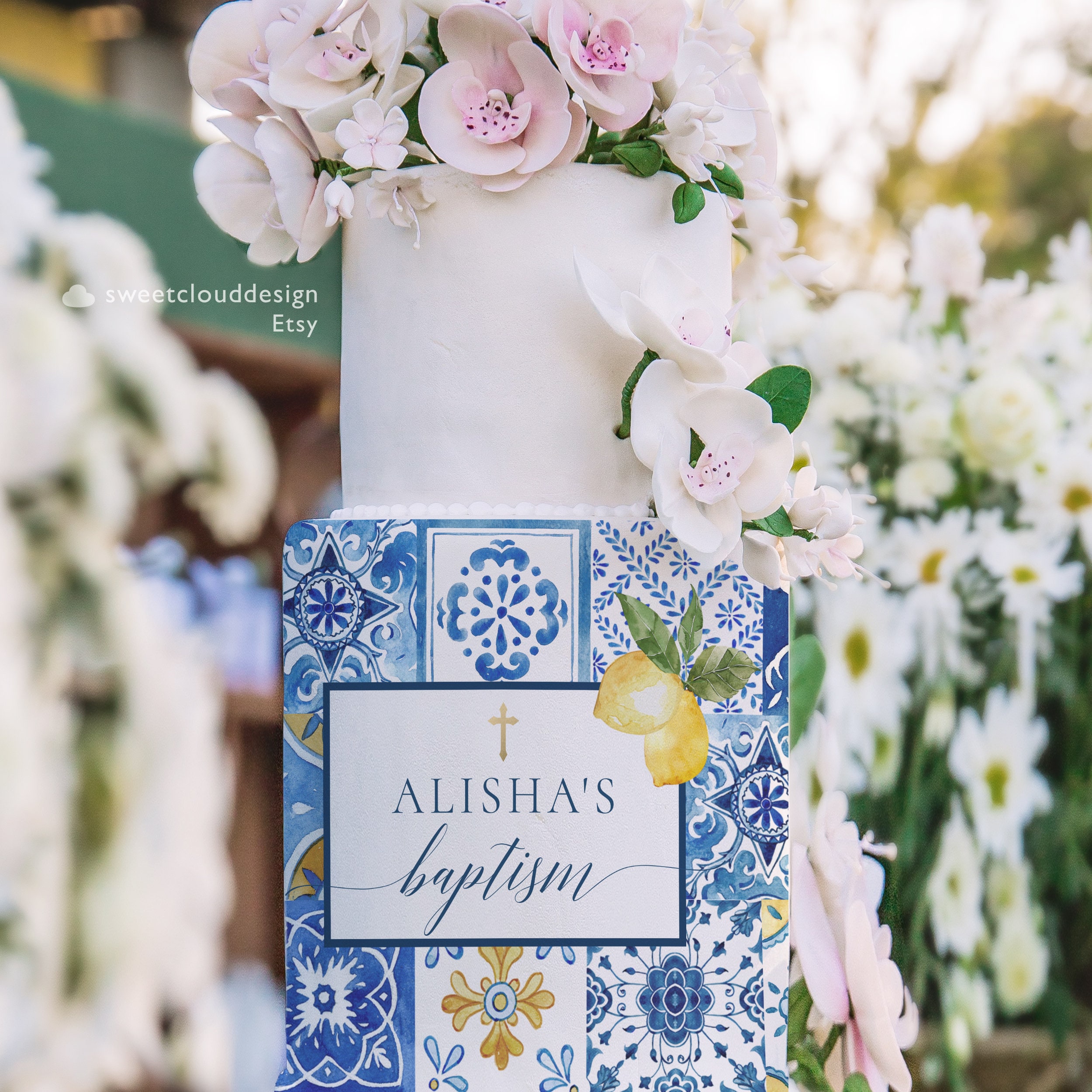 Cake Icing Template Italy Blue Tile Cake Icing Image Lemon Cake Image ...