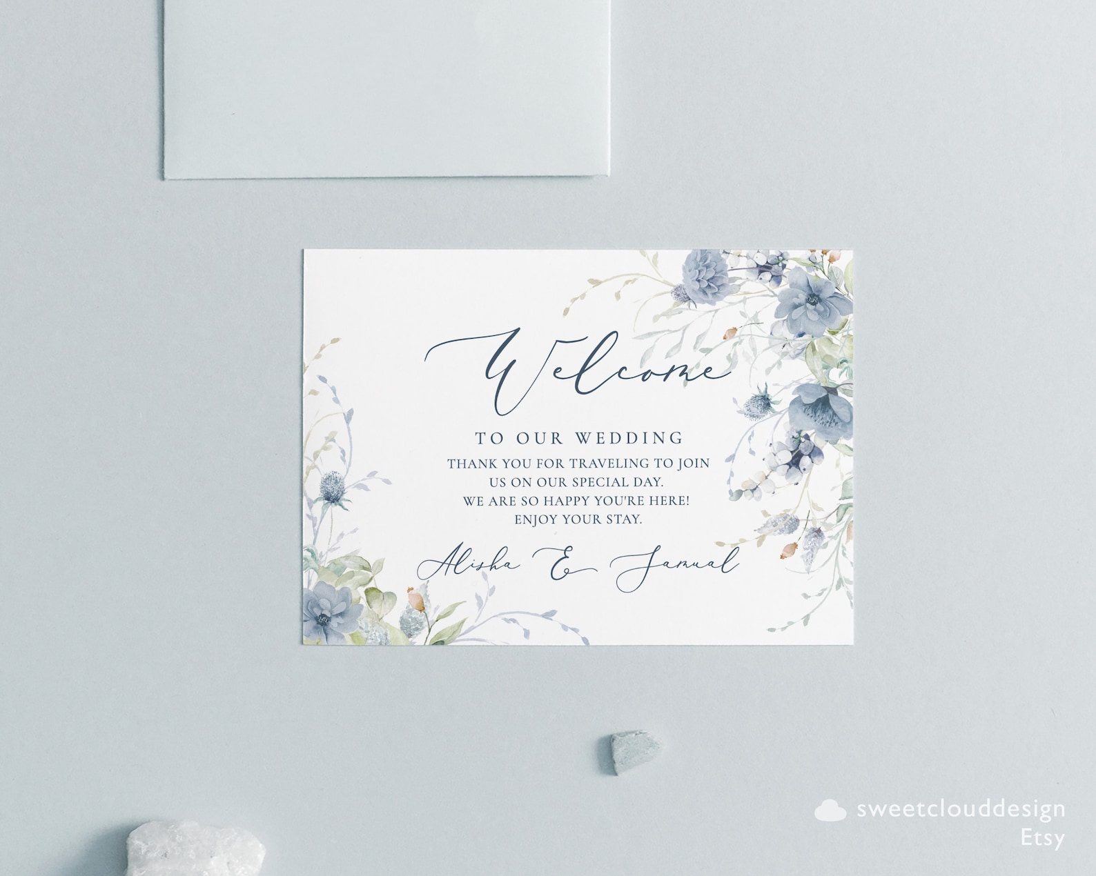 Dusty Blue Welcome Card Wedding Hotel Guest Welcome Card - Etsy