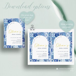 Blue Tile Bridal Shower Invitation Template Positano Tile Bridal Shower ...