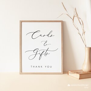 Simple Cards and Gifts Sign Printable Custom Wedding Table Sign ...