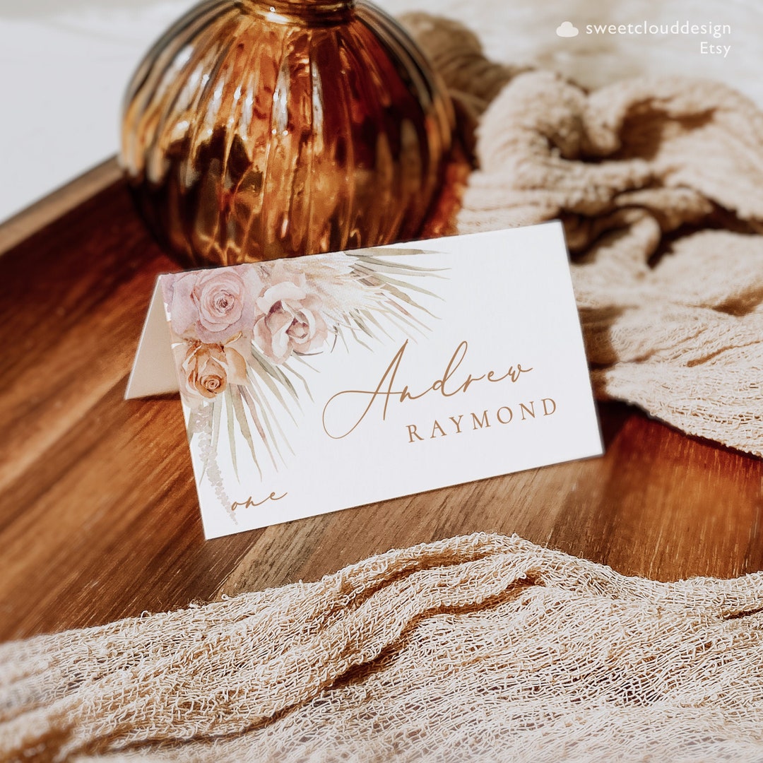 Dusty Orange Name Place Cards, Rust Orange Place Card Template, Rust ...