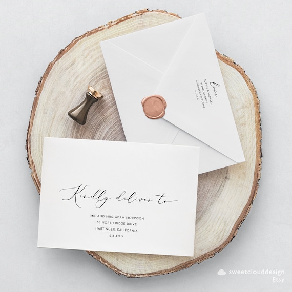 Elegant Envelope Address Template Kindly Deliver to Modern | Etsy UK