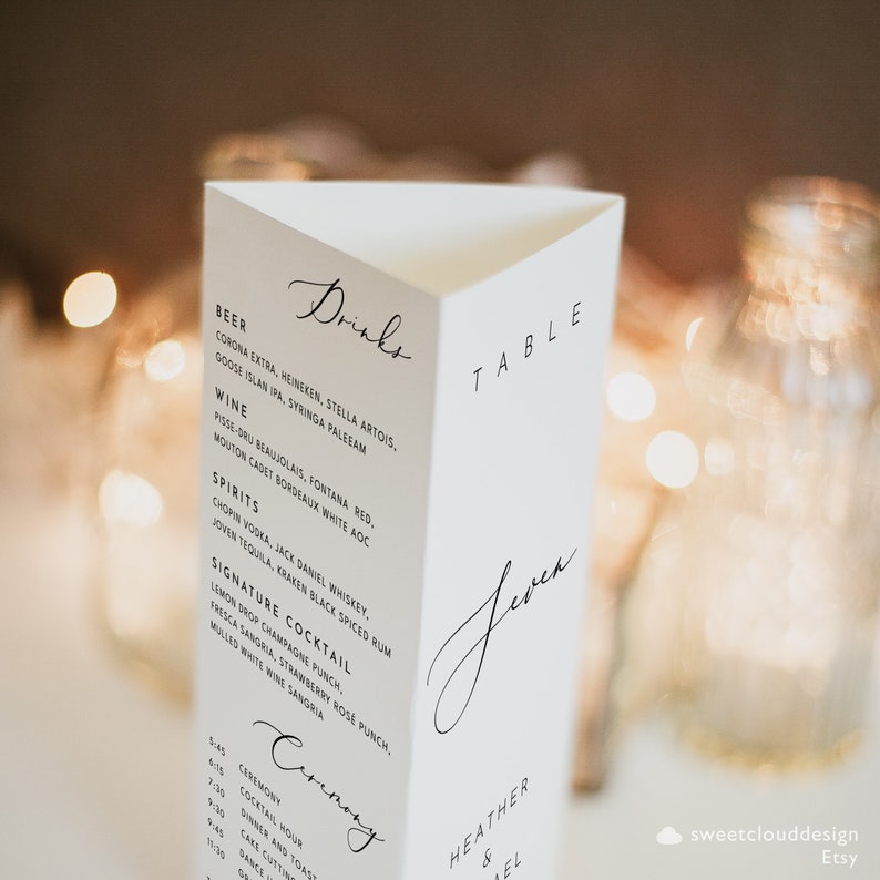 Modern Wedding Triangle Table Number Template Trifold Table | Etsy