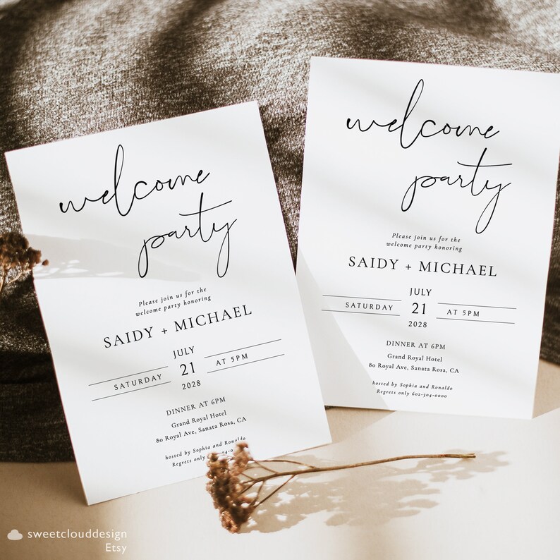 Simple Welcome Dinner Party Invitation Template,minimal Rehearsal ...