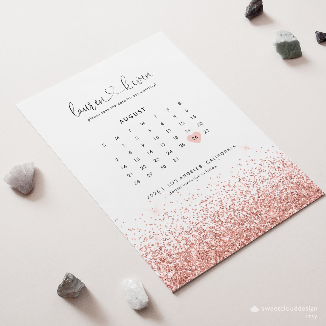 Glitter calendar Save The Date Template Editable Save The | Etsy