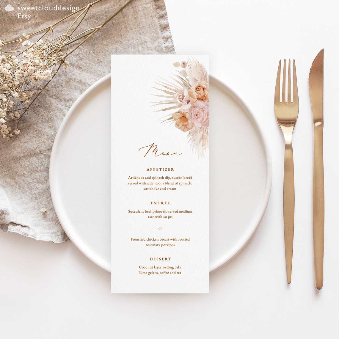 Dusty Orange Boho Menu Template Terracotta Boho Printable Menu - Etsy