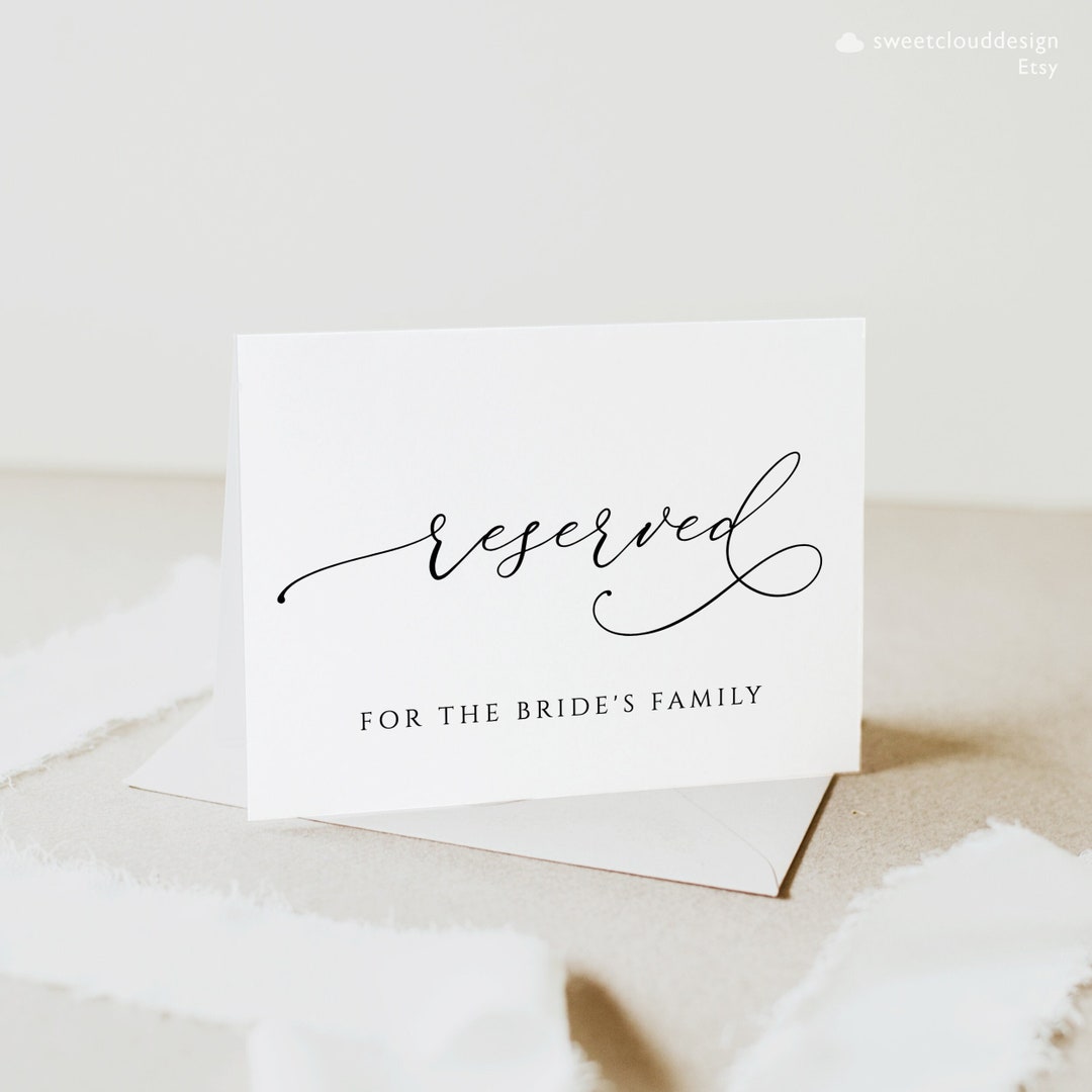 Simple Reserved Seating Tented Card Modern Wedding Reserved Sign ...