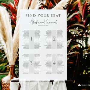 4 Tables Modern Wedding Seating Chart Editable Simple Seating Plan ...