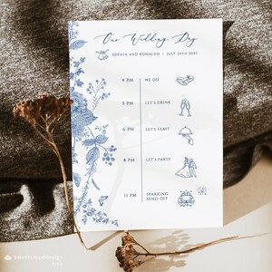 Dusty Blue Wedding Program Template Blue Flower Wedding Ceremony ...