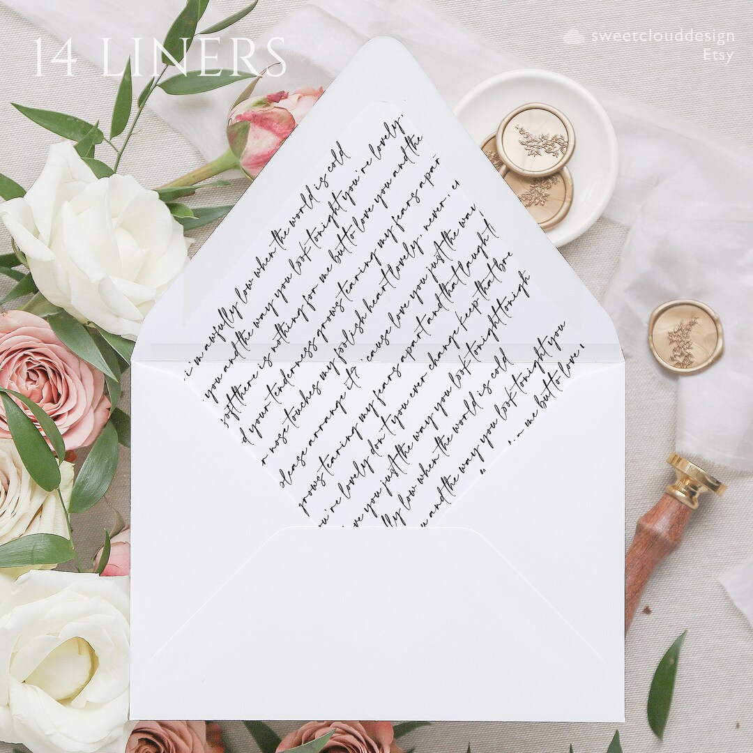 Modern Script Envelope Liner Template,song Lyric Envelope Liner ...