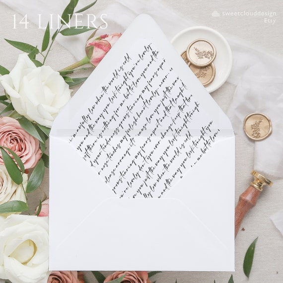Modern Script Envelope Liner Templatesong Lyric Envelope | Etsy