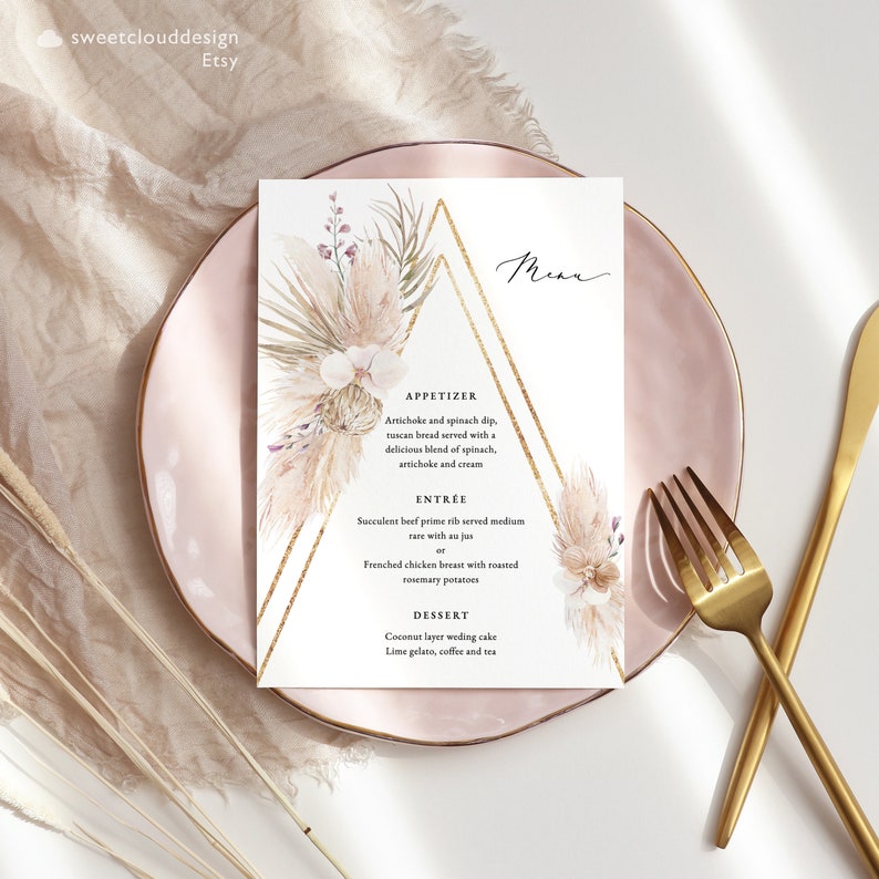 Boho Orchid Menu Boho Floral Dinner Menu Printable Boho Menu - Etsy