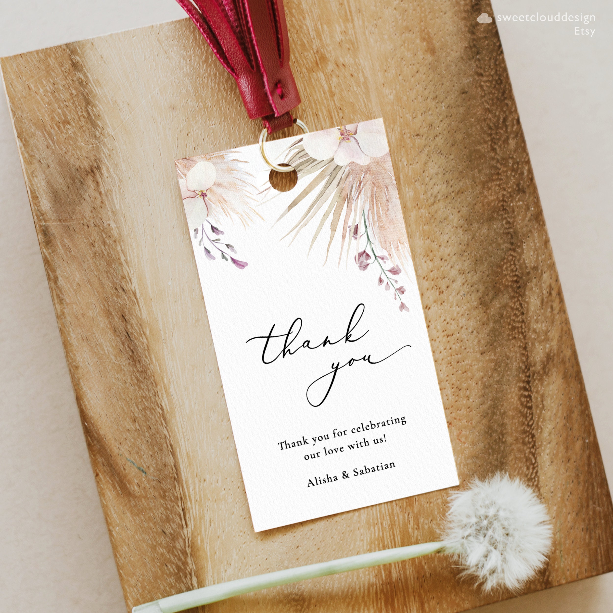 BOHO Favor Bag TagsPrintable thank you boho Tags Orchid | Etsy