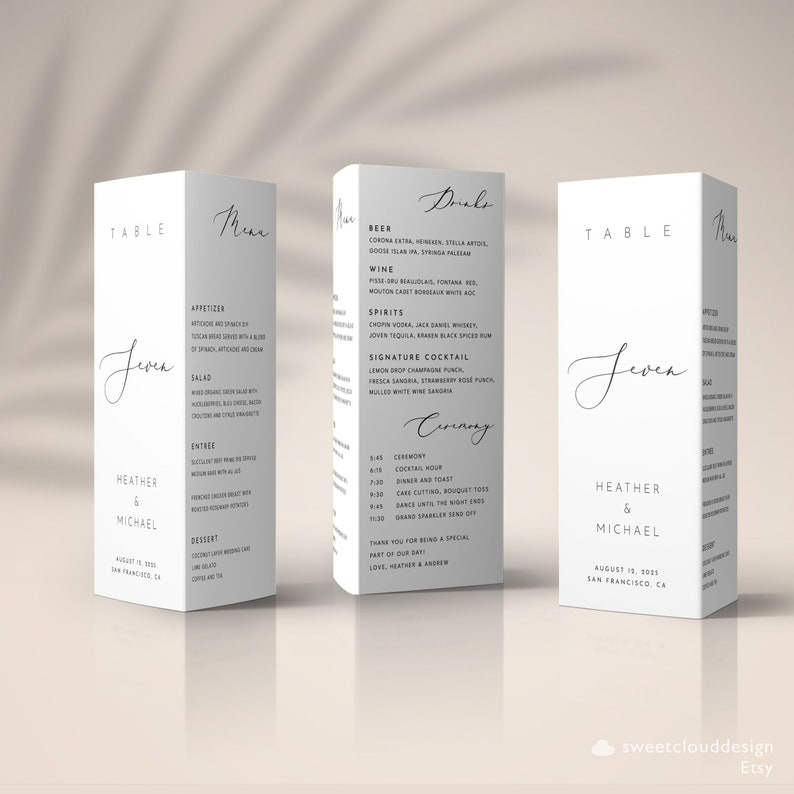 Modern Wedding Triangle Table Number Template Trifold Table | Etsy