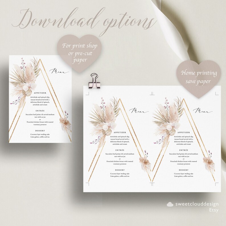 Boho Orchid Menu Boho floral dinner menu Printable boho menu | Etsy