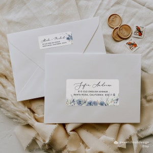 Envelope Address and Return Label Template Avery Dusty Blue Floral ...