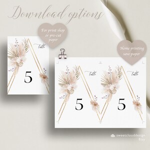 Boho Table Number Boho Orchid Wedding Table Number Pampas Grass Table ...