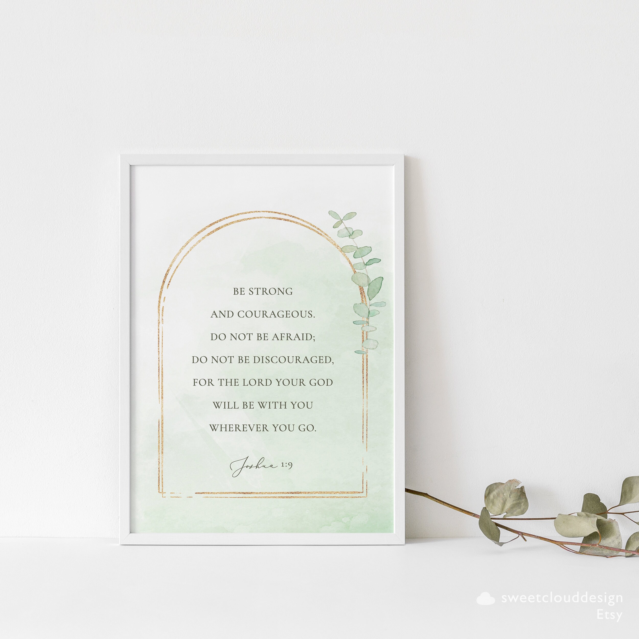 Greenery Bible Verse Wall art Joshua 1:9 Matthews 17 20 bible | Etsy
